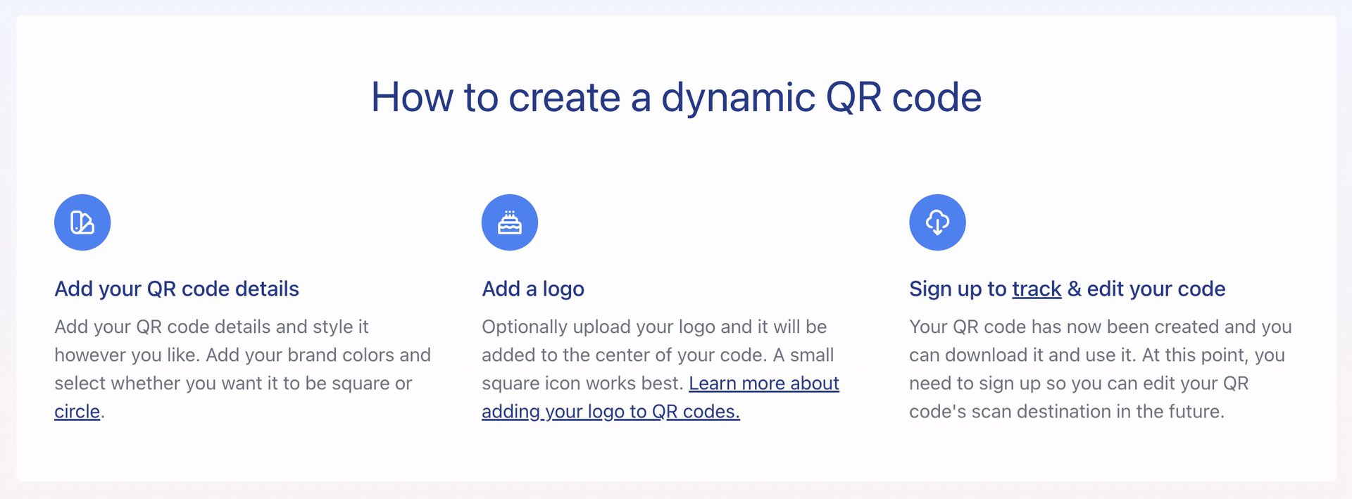 Editable QR code best practices